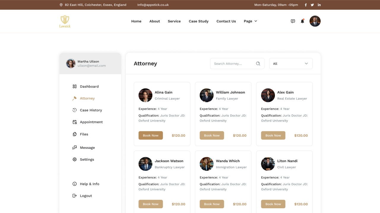 Lawstick - Law Firm Management System | User Panel | Attorney Panel ...