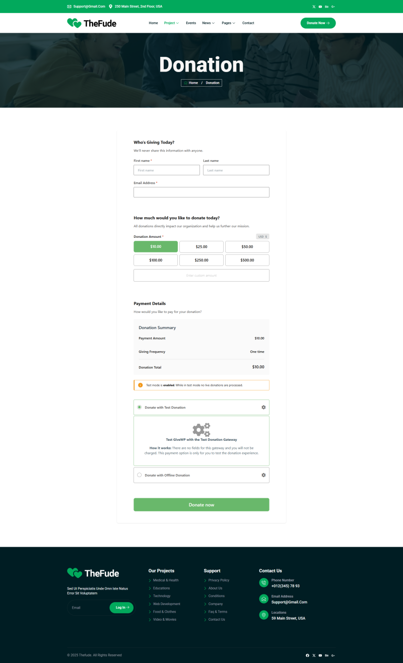 TheFude - Crowdfunding & Charity Elementor Template Kit by Thememx