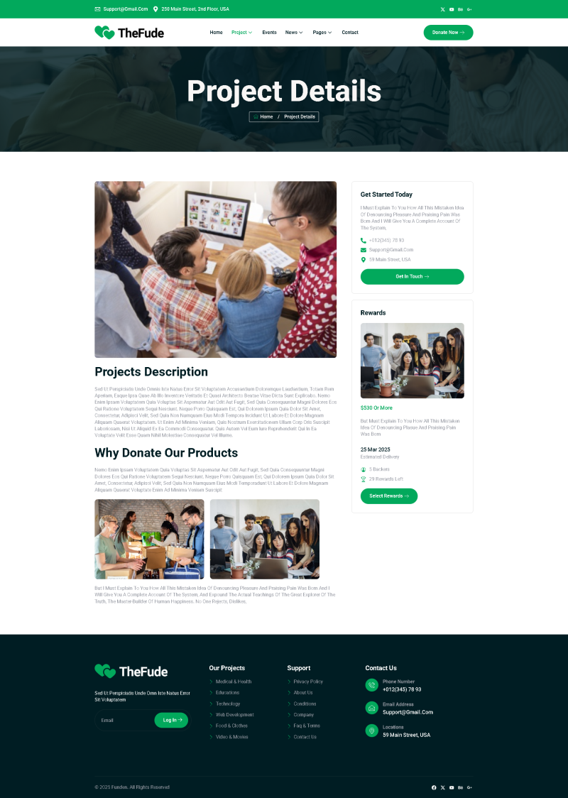TheFude - Crowdfunding & Charity Elementor Template Kit by Thememx