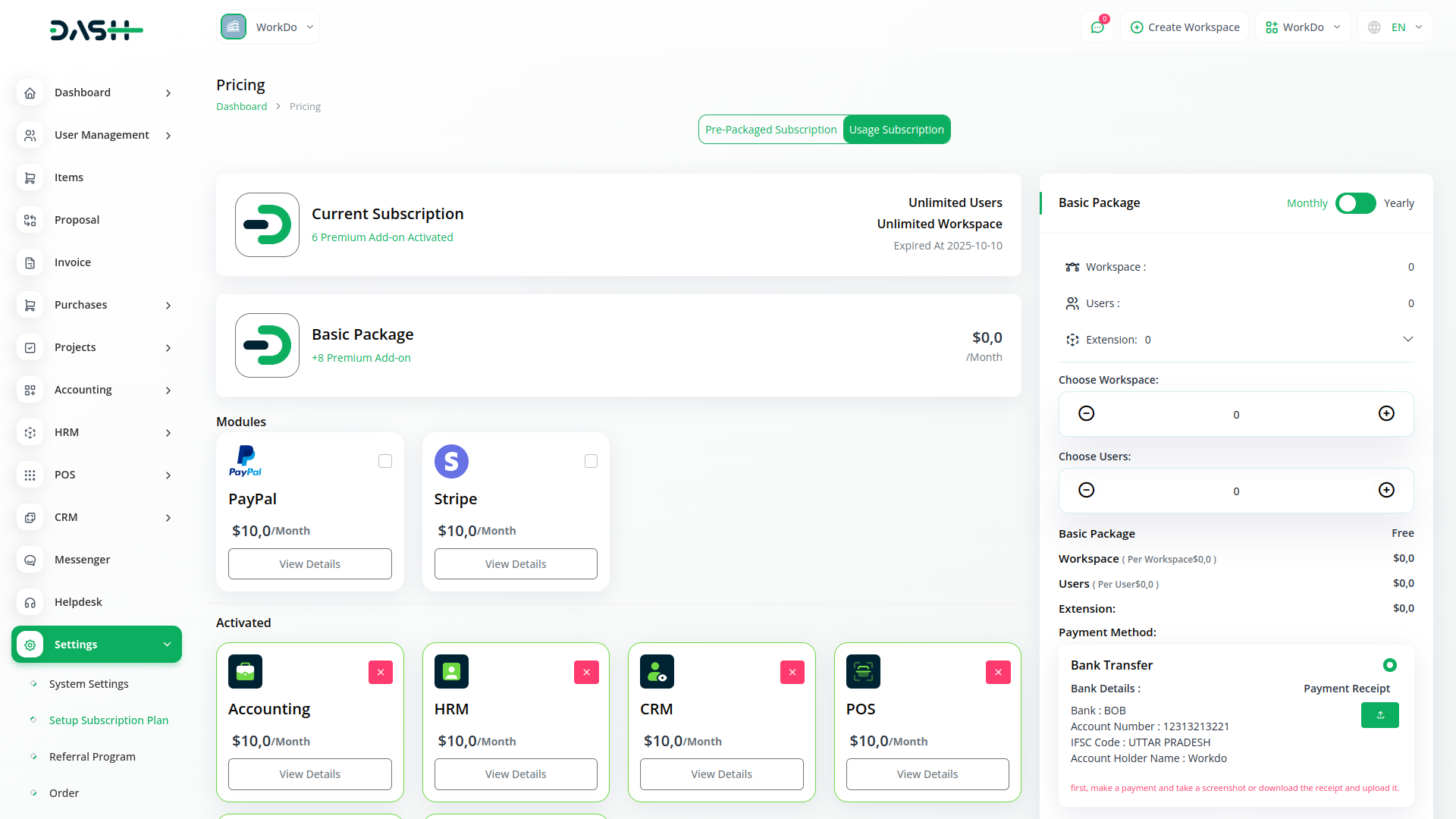 WorkDo Dash SaaS - Open Source ERP with Multi-Workspace by WorkDo | CodeCanyon