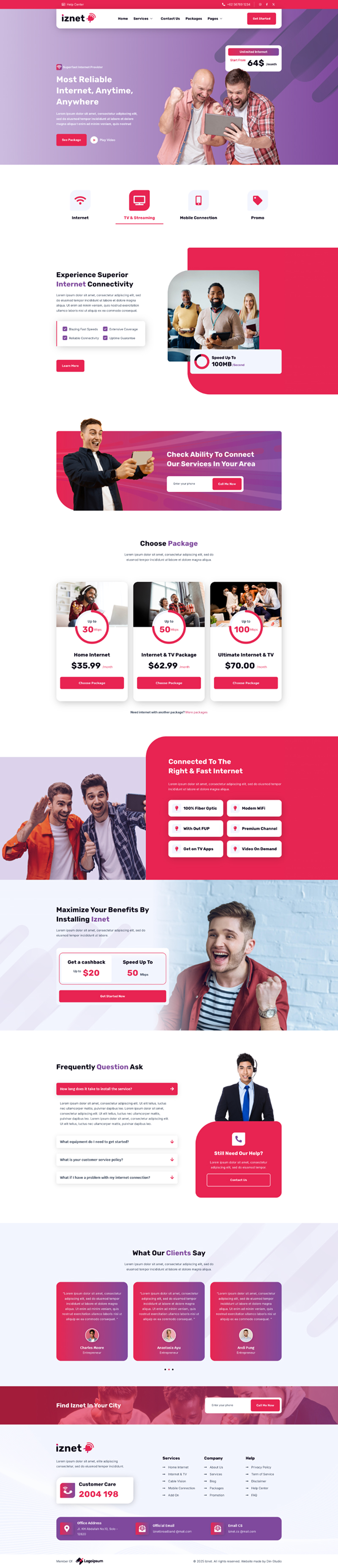 iZnet - Broadband & Internet Service Provider Elementor Template Kit by ...