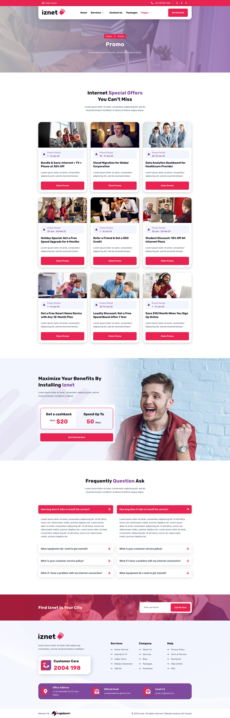 iZnet - Broadband & Internet Service Provider Elementor Template Kit by ...