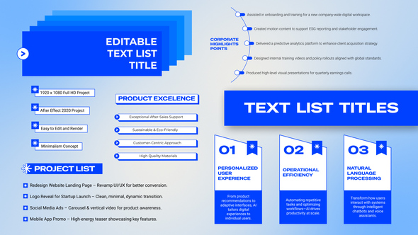 Corporate Text Lists, After Effects Project Files | VideoHive