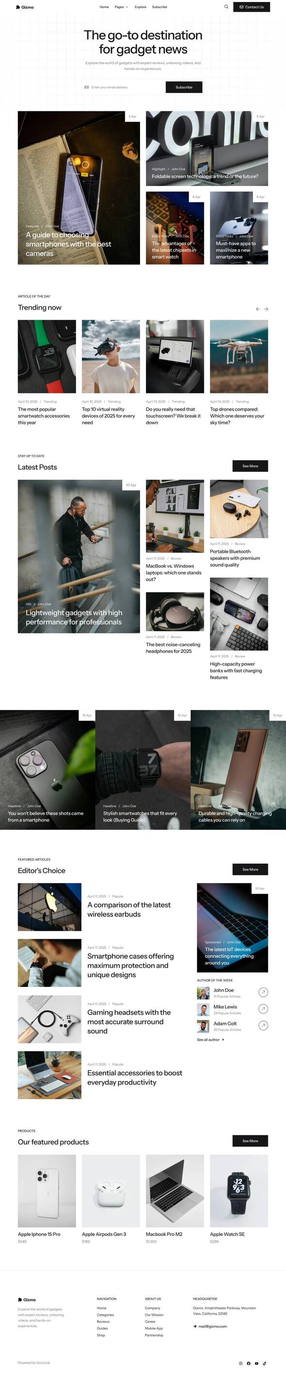 Gizmo - Gadget Review Blog & Magazine Elementor Template Kit by sociolib