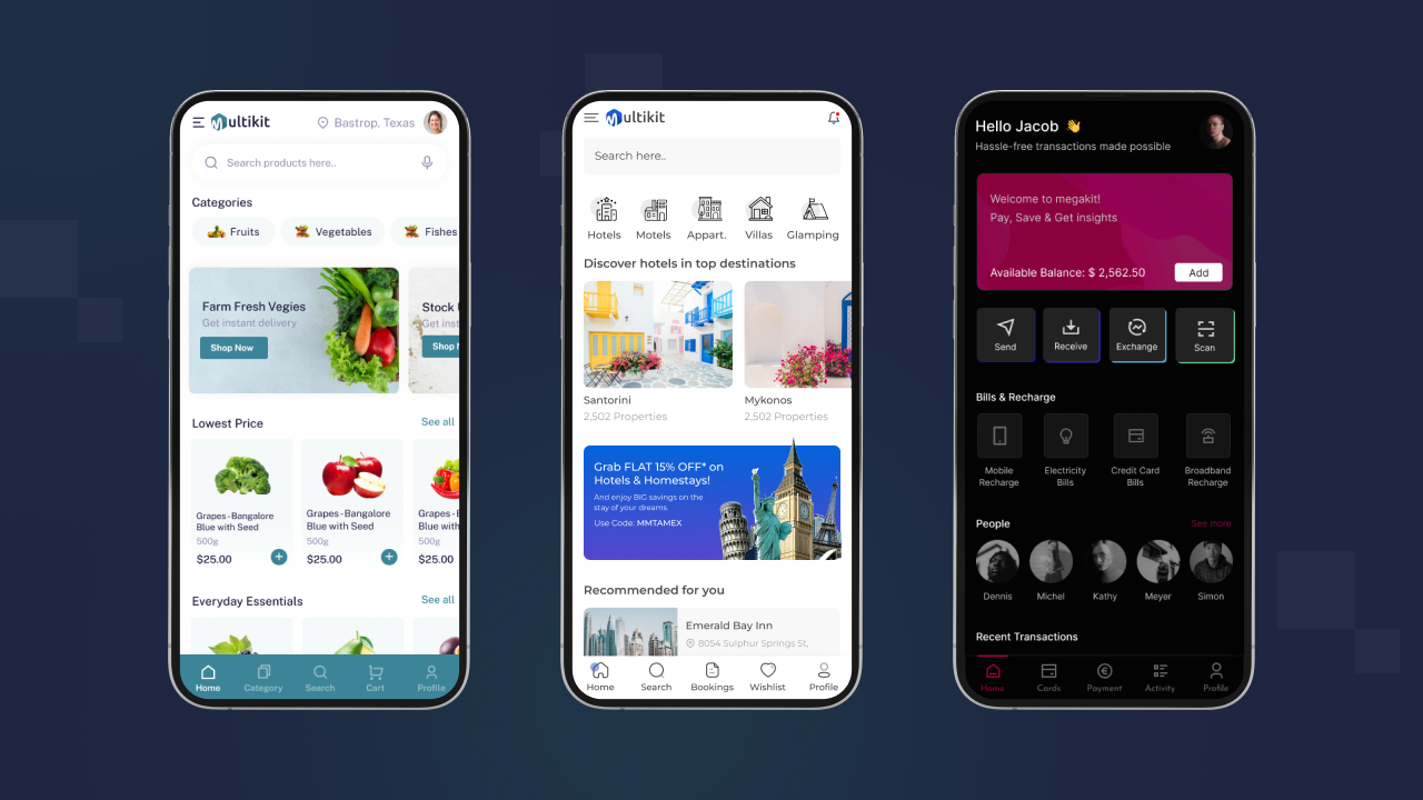 Multikit - Biggest React Native App Template EXPO UI Kit by PixelStrap