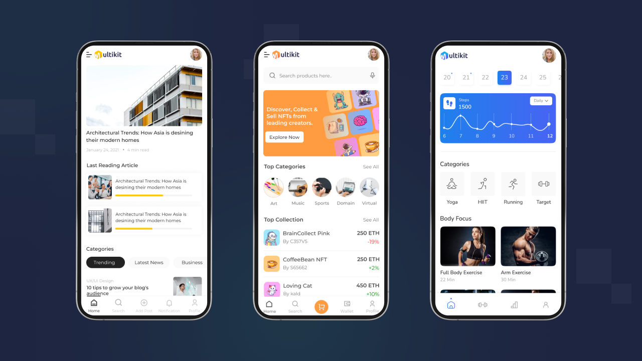 Multikit - Biggest React Native App Template EXPO UI Kit by PixelStrap