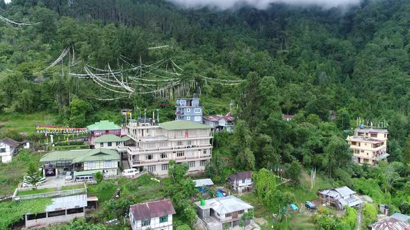 Rumtek Monastery area in Sikkim India seen from the sky, Stock Footage