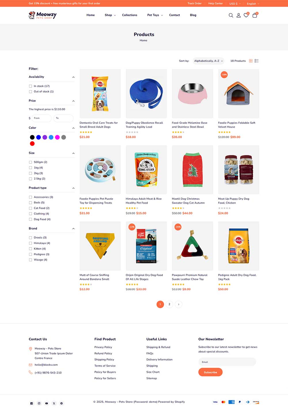 Meowzy - Pets Food and Accessories Store Shopify 2.0 Responsive Theme ...