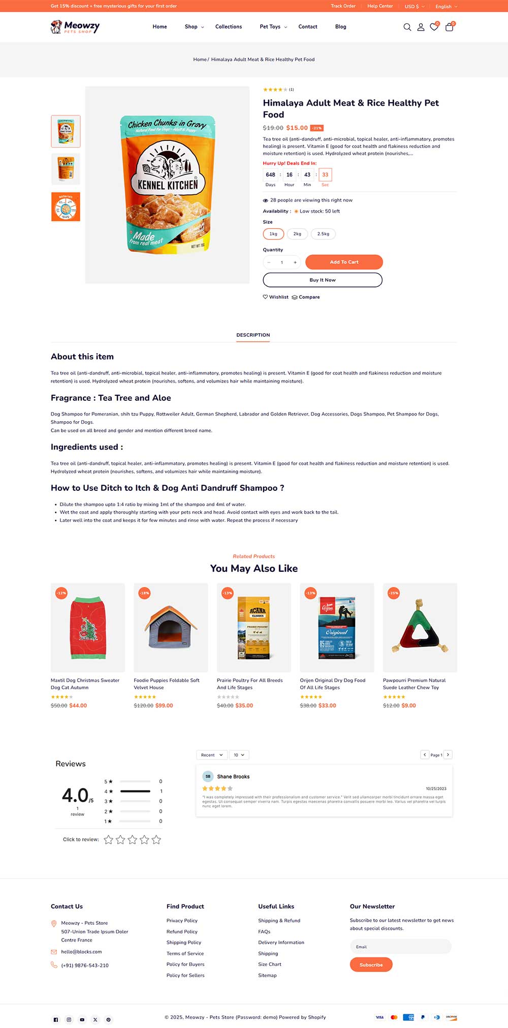 Meowzy - Pets Food and Accessories Store Shopify 2.0 Responsive Theme ...