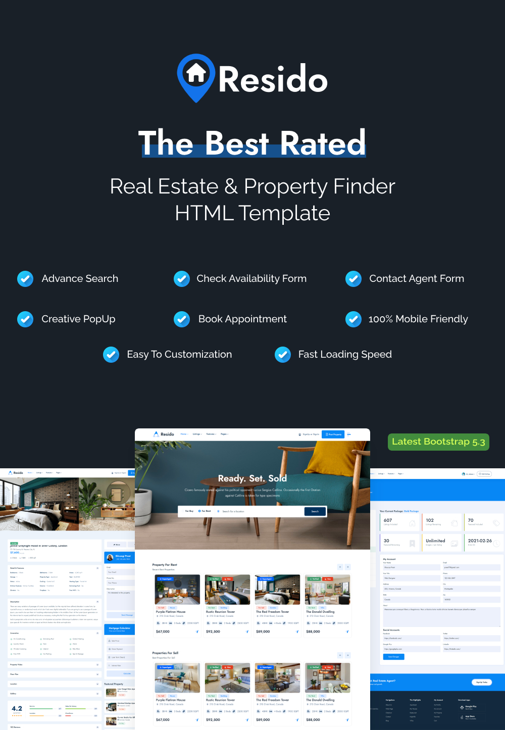 Resido - Real Estate HTML Template by ThemezhubLayouts | ThemeForest