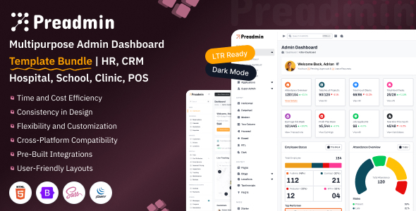 Preadmin Pro - Complete Multi Industry Admin Dashboard Bundle for HR ...