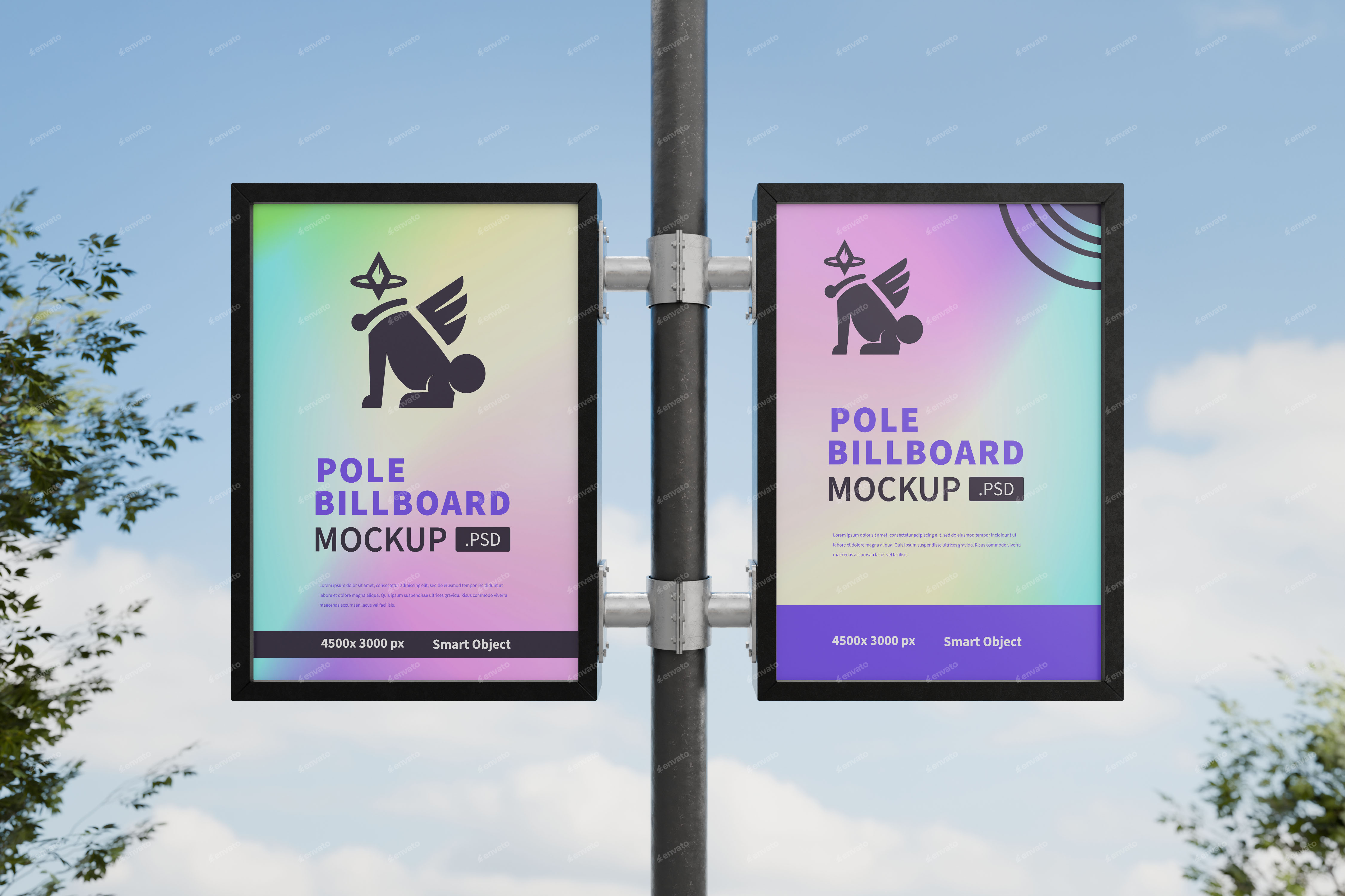 Billboard Pole Mockup, Graphics | GraphicRiver