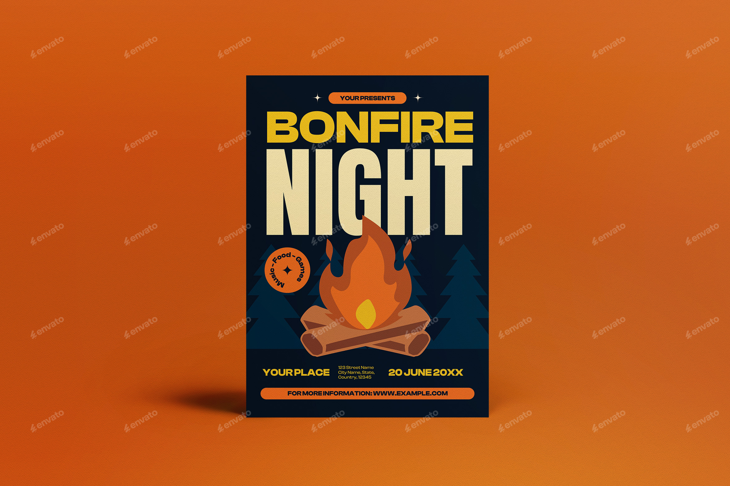 Blue Bonfire Night Flyer Set, Print Templates | GraphicRiver