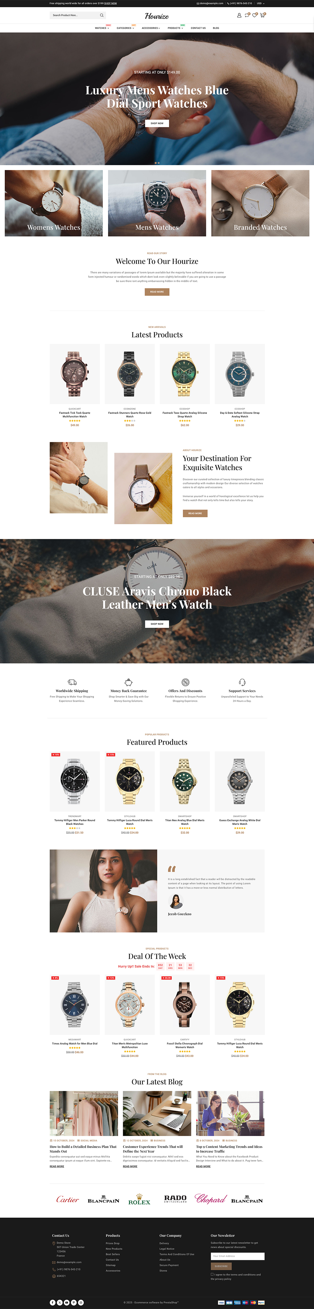 Hourize - Wrist Watch Store Prestashop Responsive Theme by codezeel
