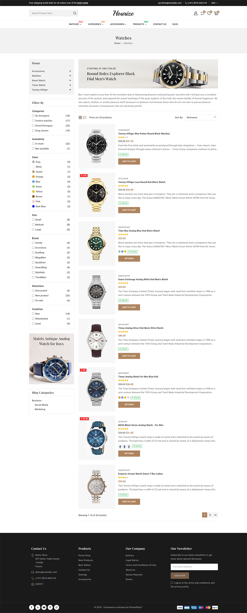 Hourize - Wrist Watch Store Prestashop Responsive Theme by codezeel