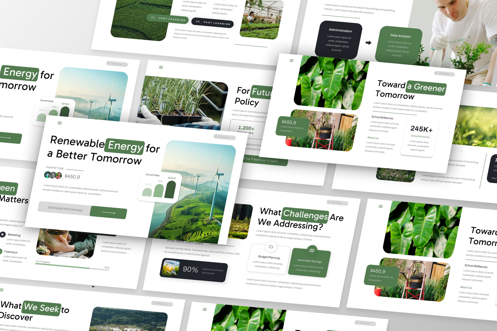 Renewable Green Energy PowerPoint Template, Presentation Templates