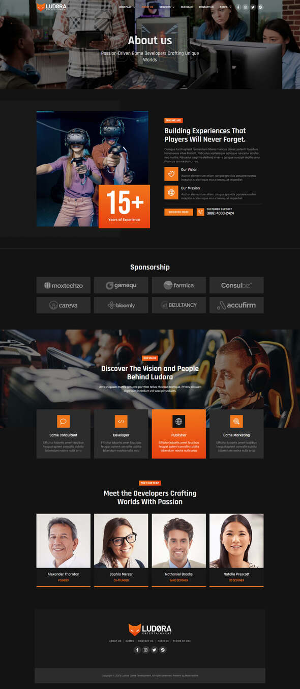 Ludora - Game Developer & Studio Elementor Pro Template Kit by moxcreative