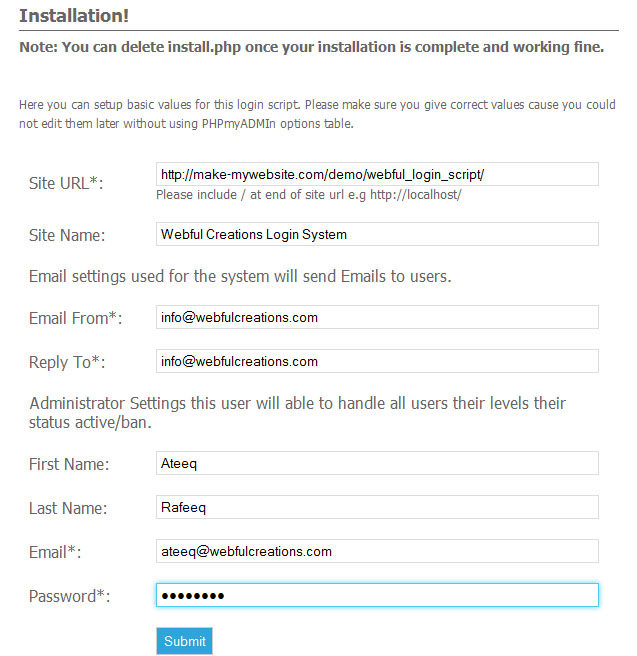 PHP Login & User Management with message center by webfulcreations