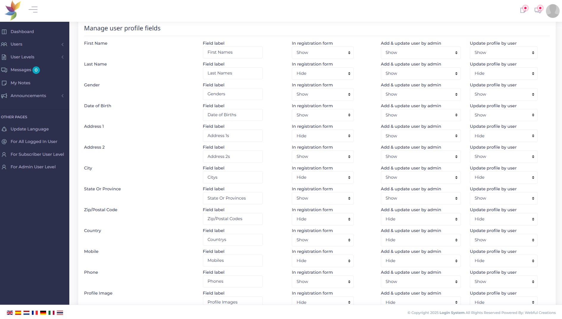 PHP Login & User Management with message center by webfulcreations