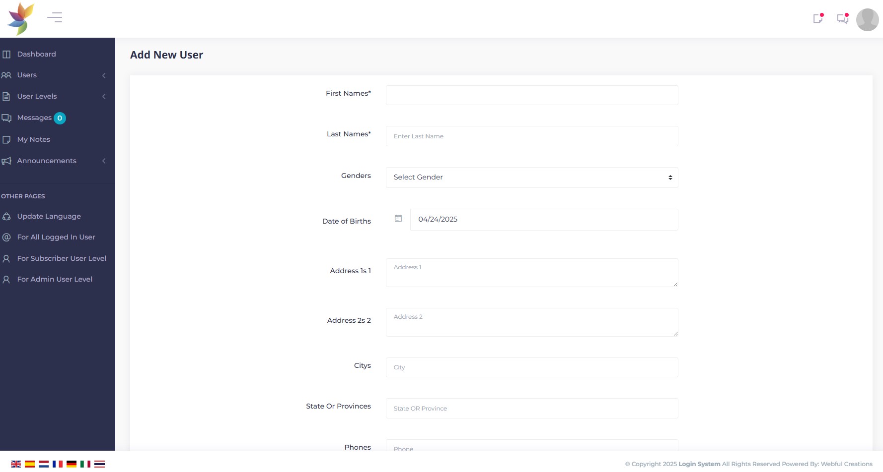 PHP Login & User Management with message center by webfulcreations