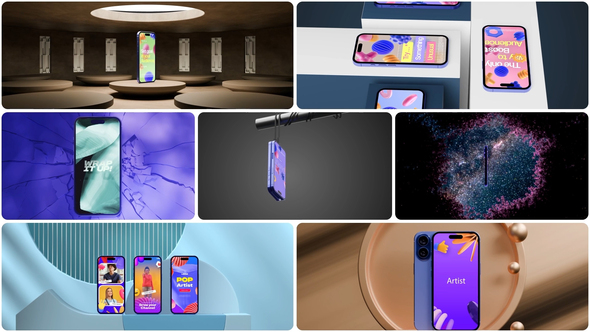 3D Mobile App Mockup Scenes 7 Animated UI Showcase Templates Bundle for ...