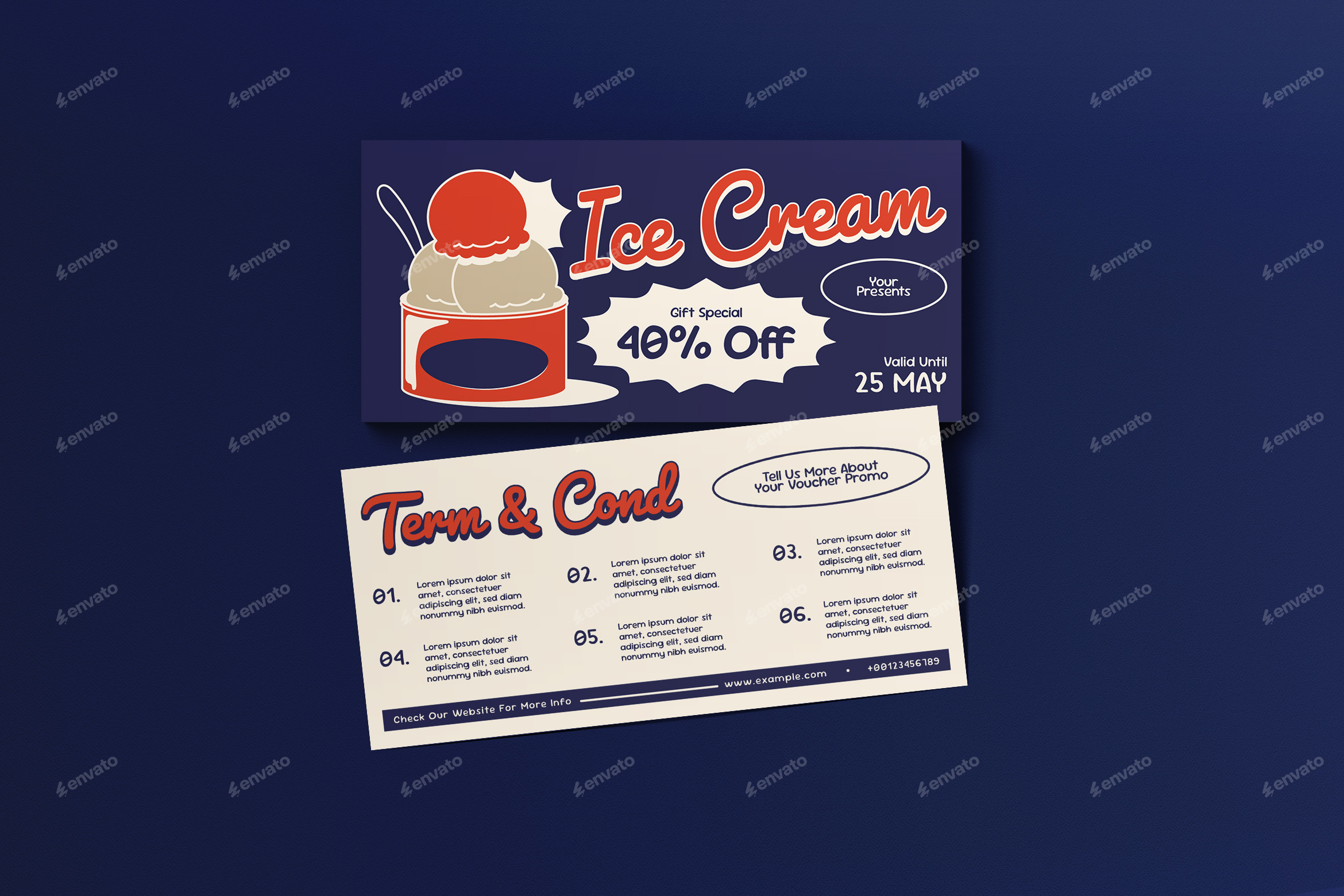 Blue Quirky Illustration Ice Cream Voucher, Print Templates | GraphicRiver