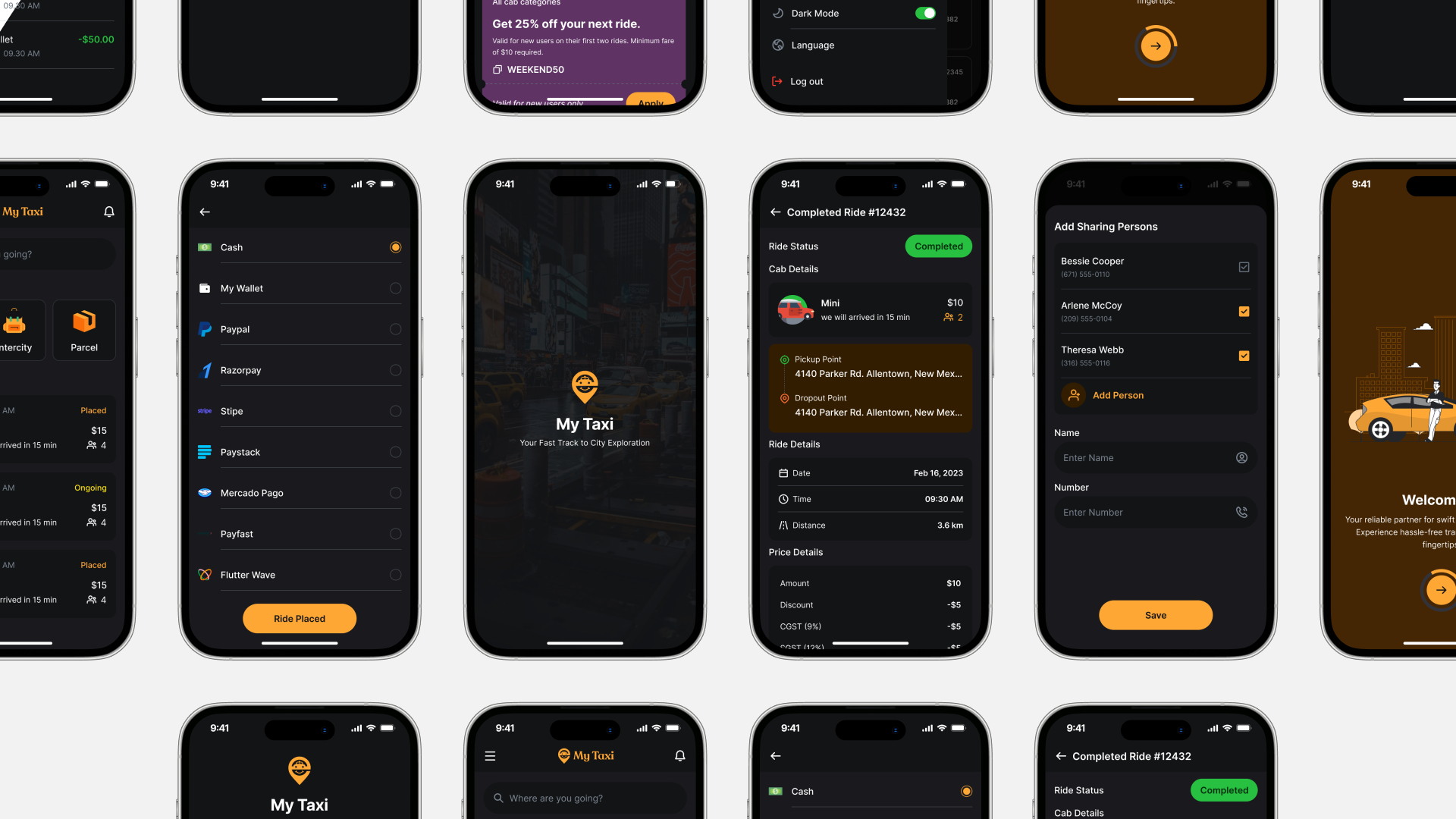 MyTaxi – Complete Flutter Taxi app, Intercity & Parcel & Rental App ...