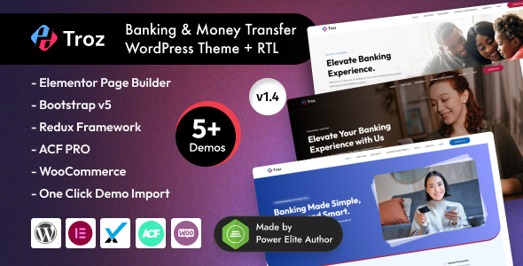 Troz - Banking, Money Transfer & Finance Elementor WordPress Theme by ...