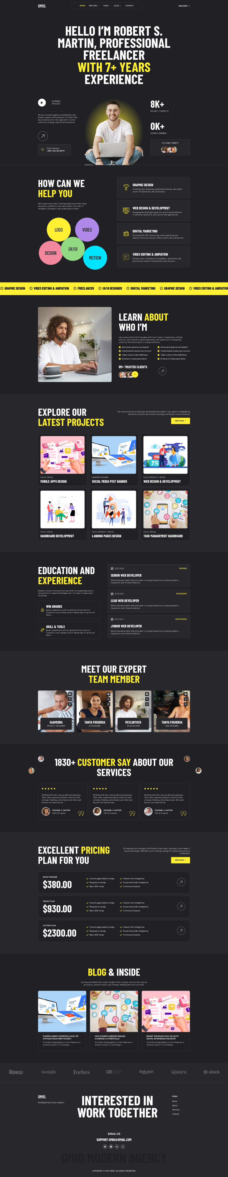 Omio - Modern Personal Portfolio Elementor Template Kit by Thememx