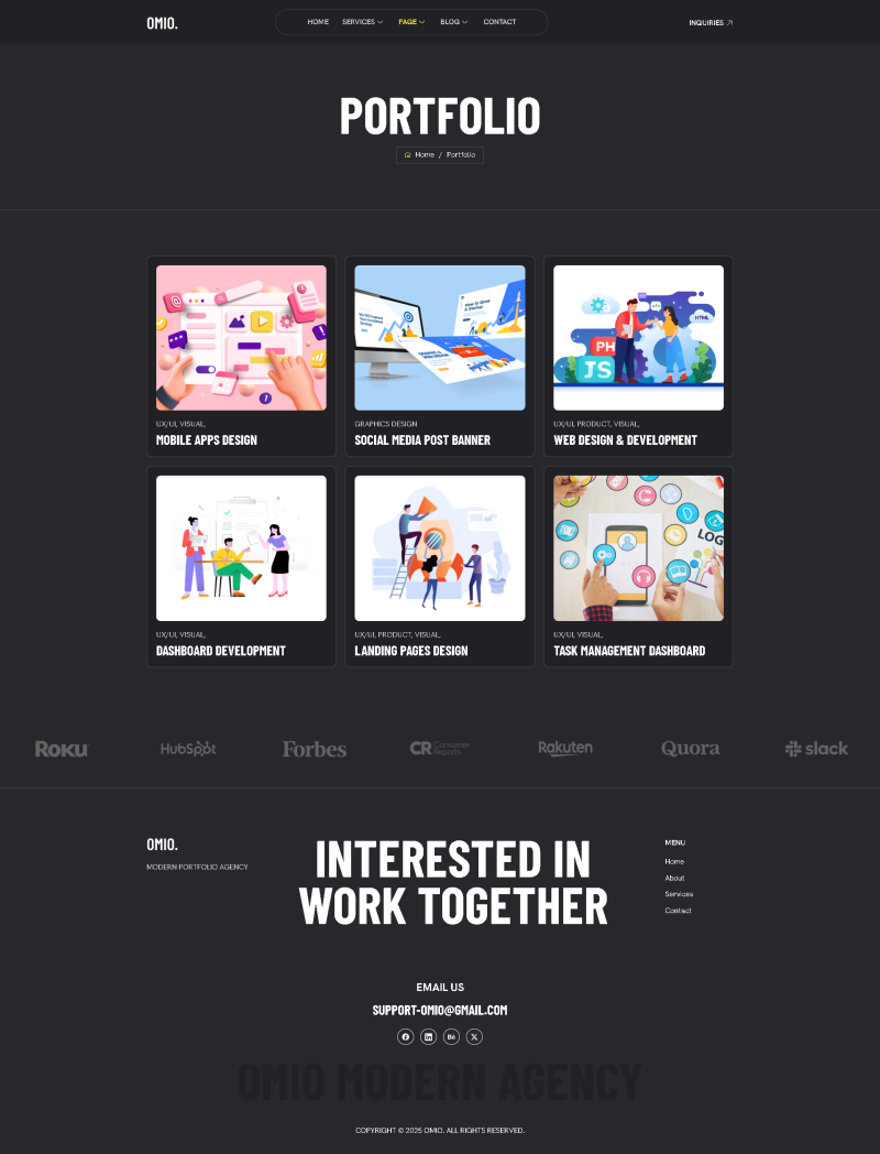 Omio - Modern Personal Portfolio Elementor Template Kit by Thememx