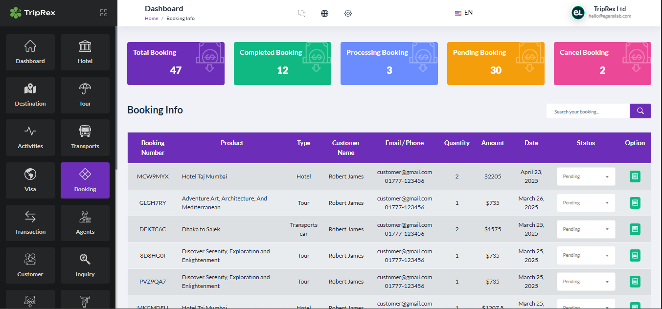 TripRex - Travel Agency and Tour Booking Laravel Script by egenslab