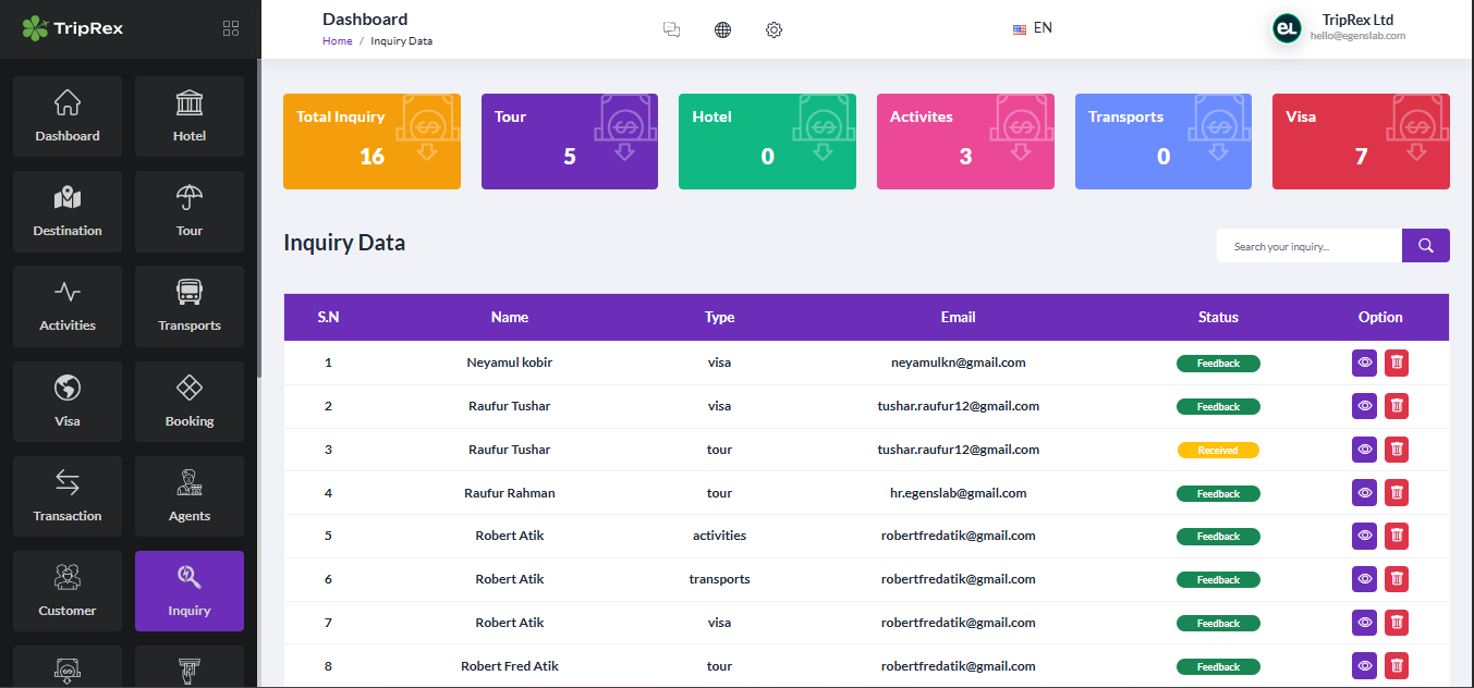 TripRex - Travel Agency and Tour Booking Laravel Script by egenslab
