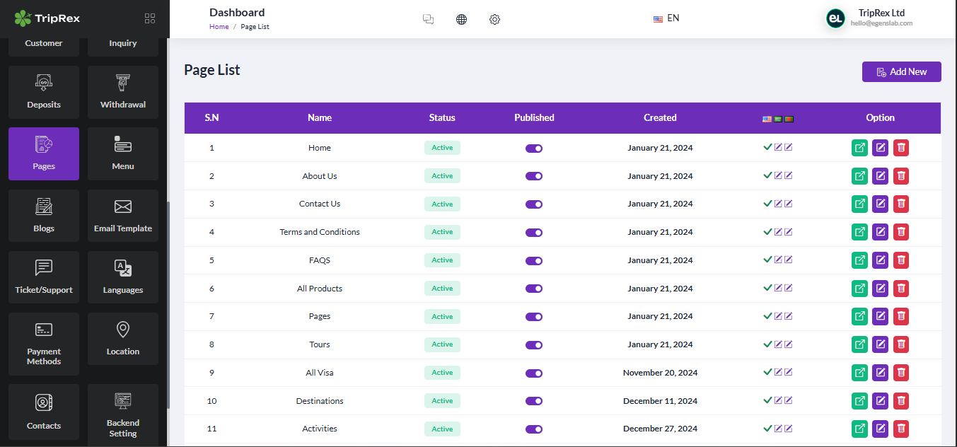 TripRex - Travel Agency and Tour Booking Laravel Script by egenslab