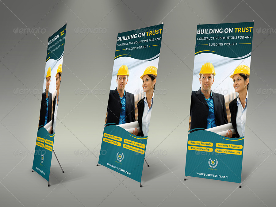 Construction Business Signage Rollup Template, Print Templates ...