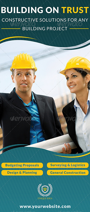 Construction Business Signage Rollup Template, Print Templates ...