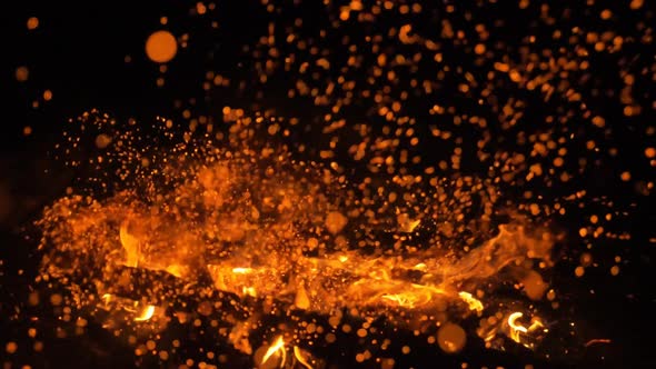 Fire in Nature. Bokeh From the Fire. Blurred Backgrounds. Space Views ...