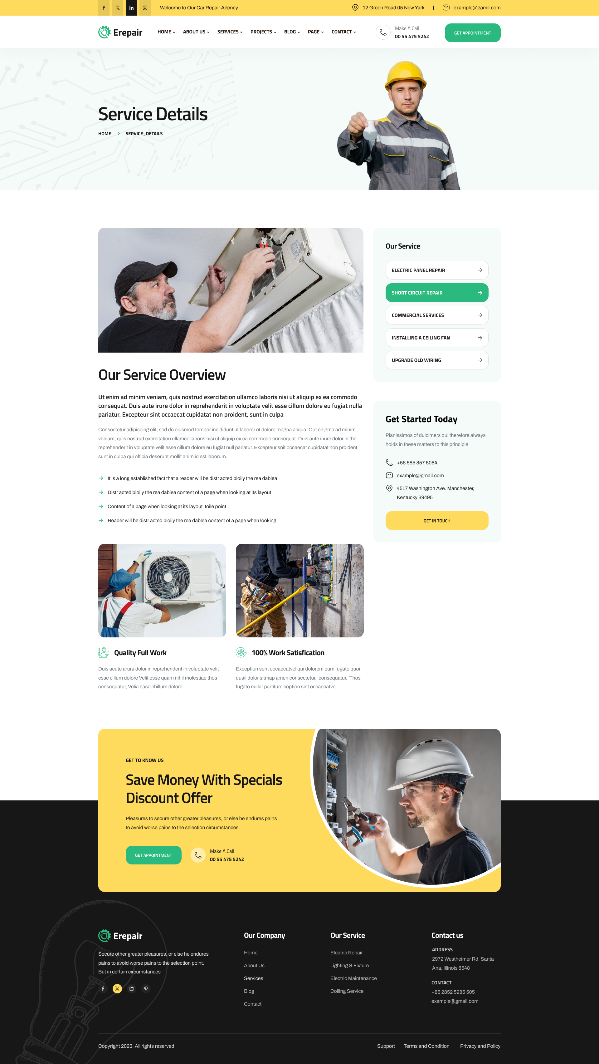 Erepair - Electrician Services & Electrical Repairs Figma Template by Alfa_Themes