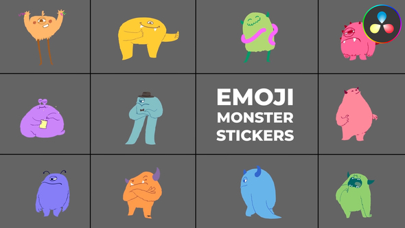 Emoji Monster Stickers for DaVinci Resolve, DaVinci Resolve Templates