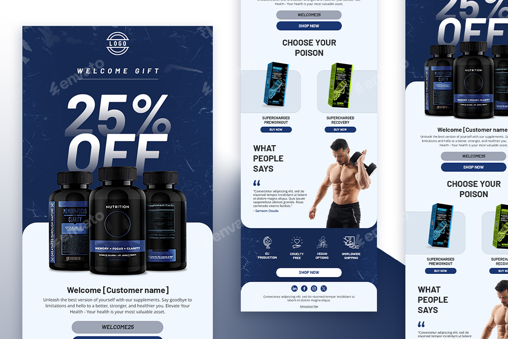 GYM Supplements Email Newsletter PSD Template, Web Elements | GraphicRiver