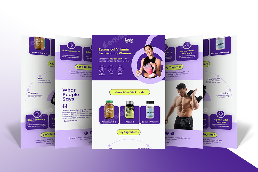 Essential Vitamins Email Newsletter PSD Template., Web Elements ...