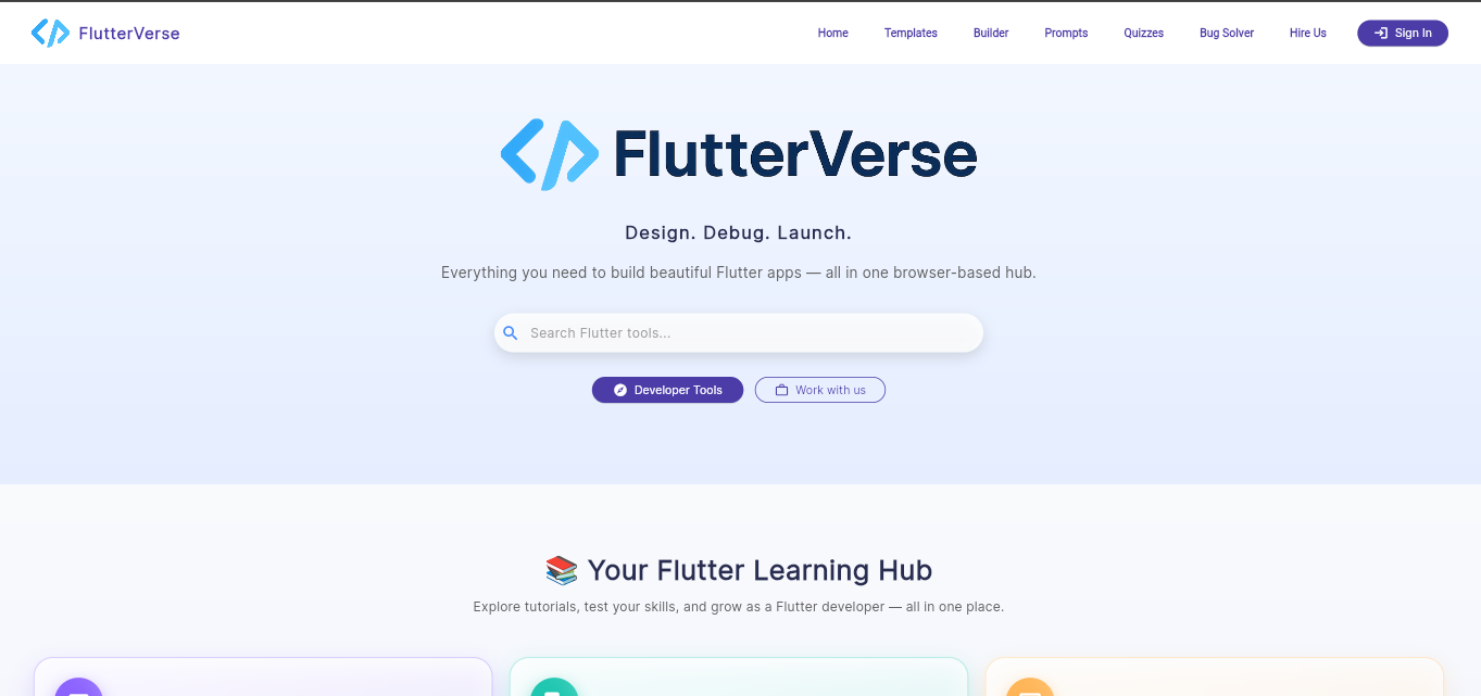 FlutterVerse - UI Builder & Dev Tools Platform by FlutterDeveloper