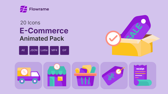 E-Commerce Animated Icons Pack, After Effects Project Files | VideoHive