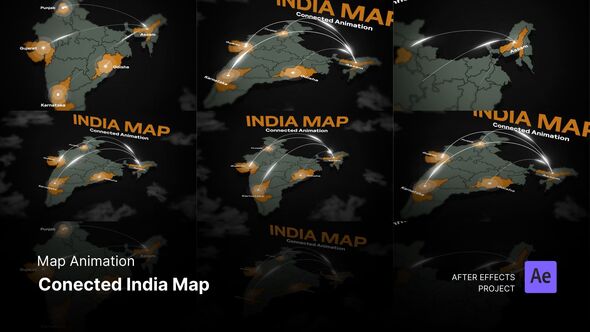 Map Animation - Connected India Map Animation After Effects Template ...