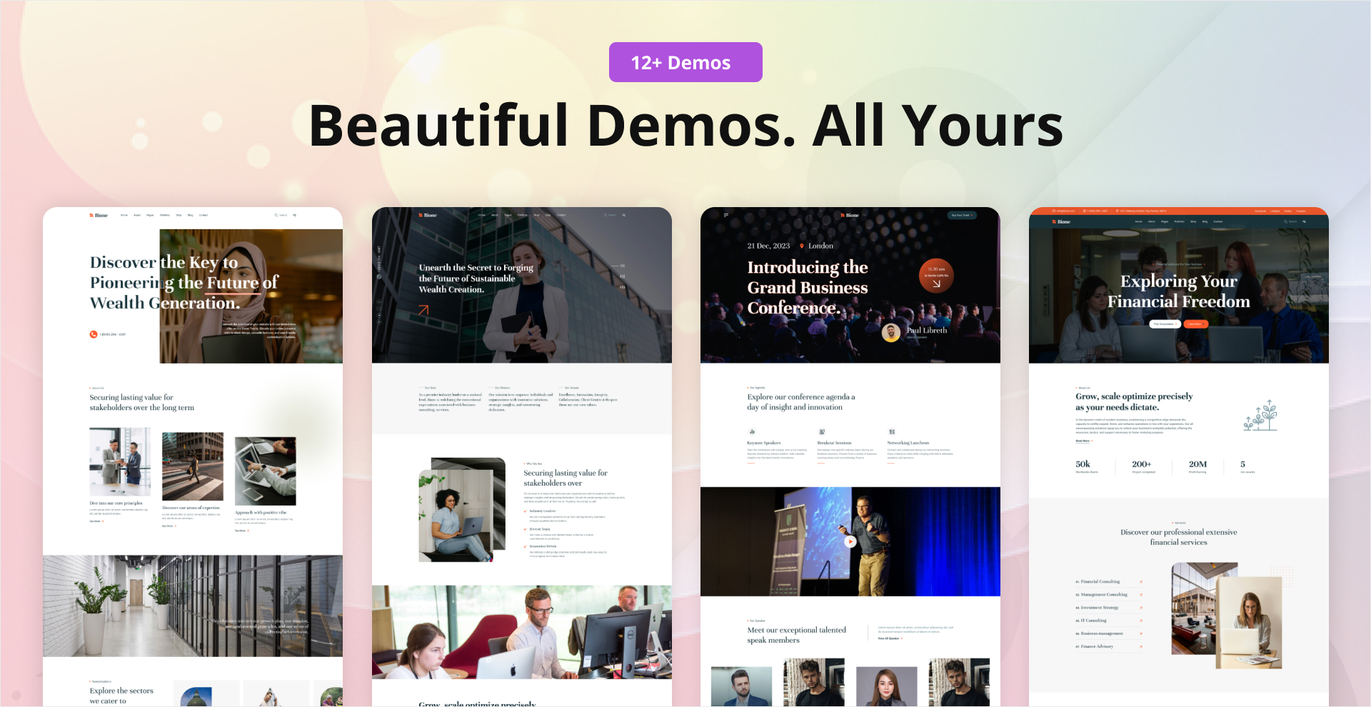 Bione - Business Consulting Laravel CMS With Live Page Builder by laralink