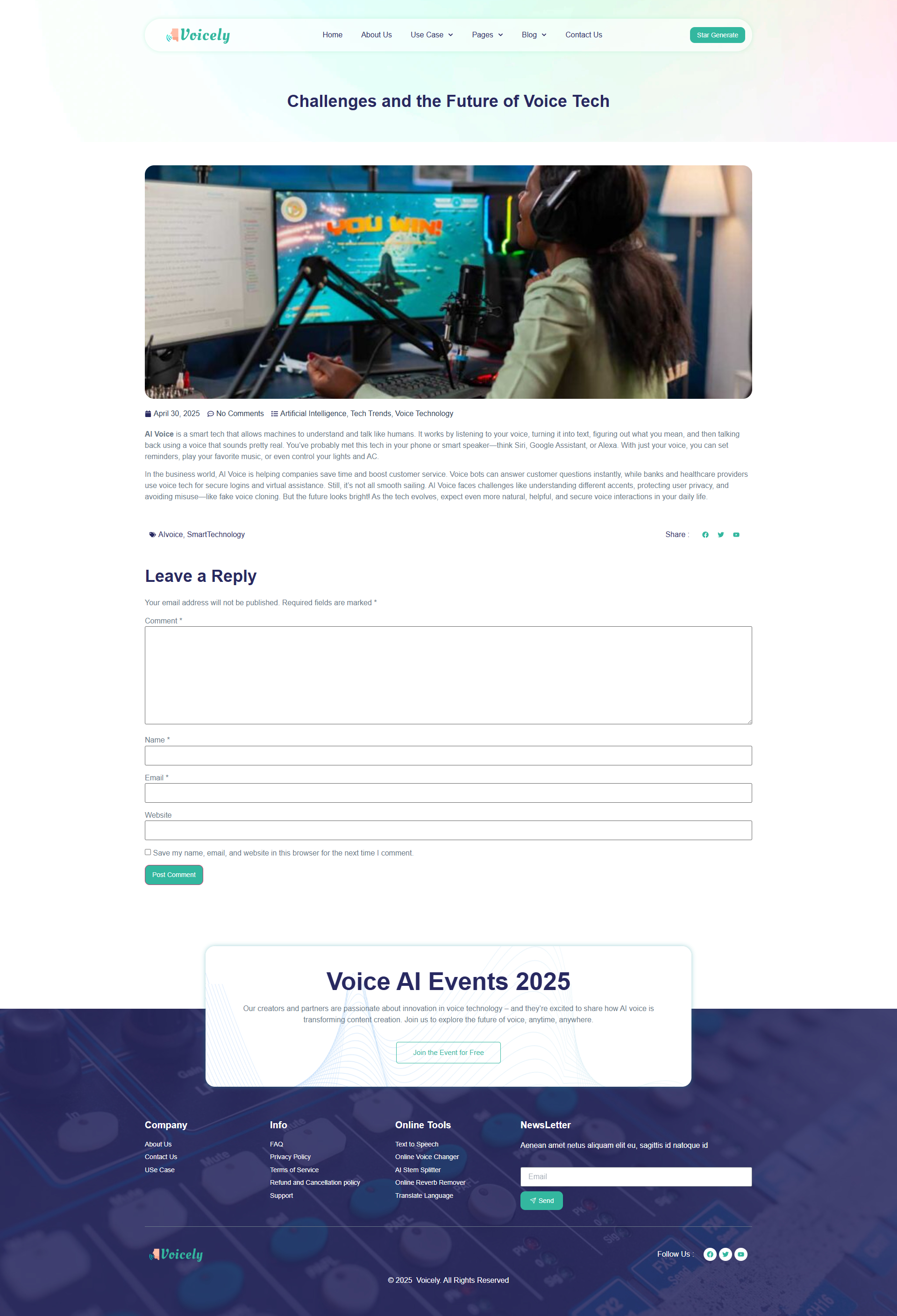 Voicely - Voice AI Solutions Elementor Pro Template Kit by endcode26