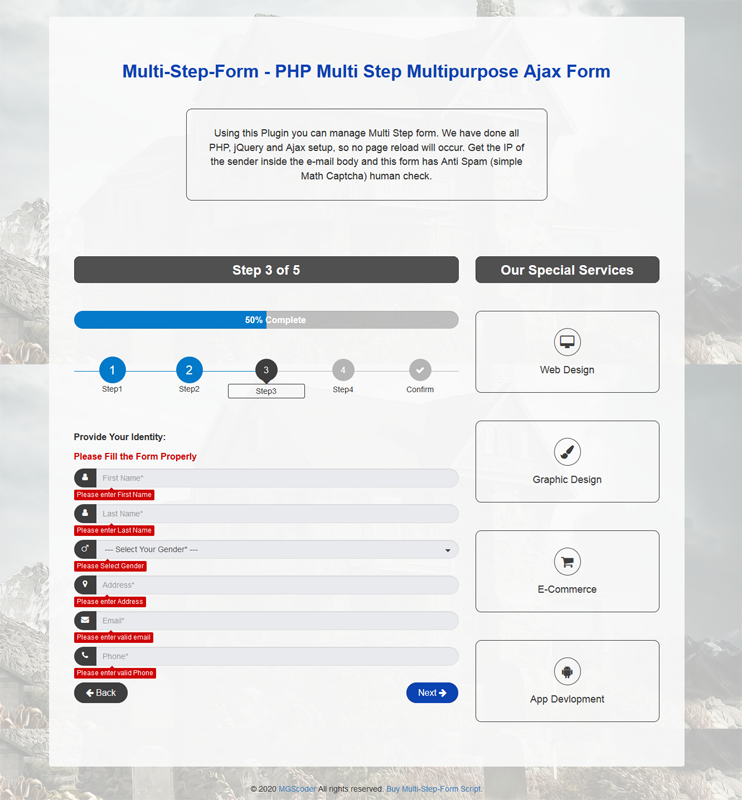 PHP Forms Bundle - Multi Step Recommendation Popup and Contact Forms Combined Package by mgscoder
