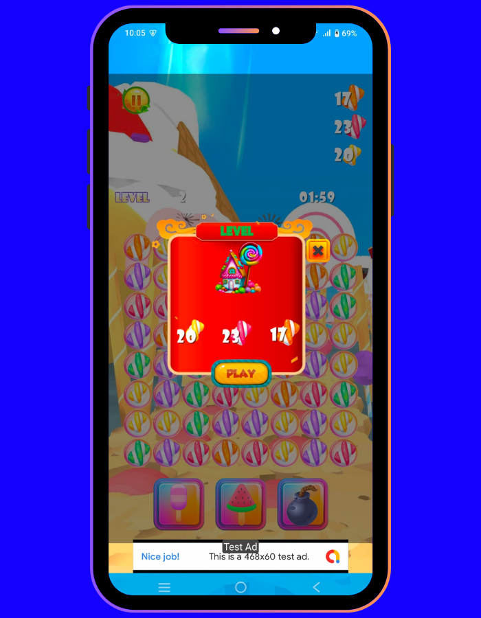 Sugar Rush 100 – Sweet Arcade Game Built with HTML5, CSS3, JavaScript in Android Studio by ...