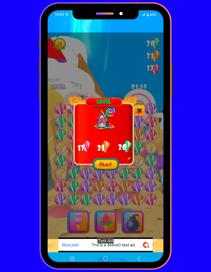 Sugar Rush 100 – Sweet Arcade Game Built with HTML5, CSS3, JavaScript in Android Studio by ...