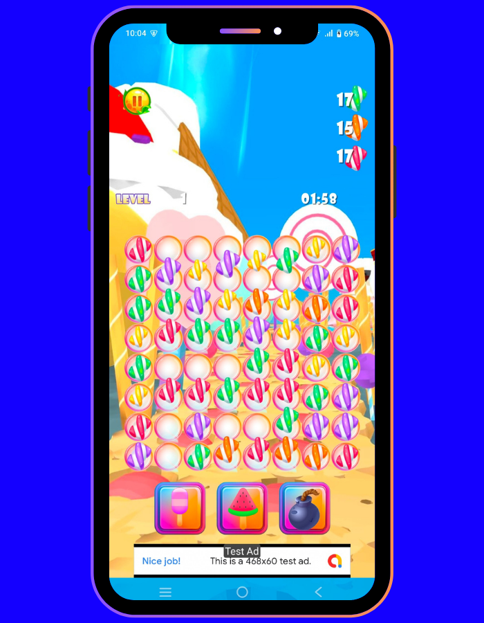 Sugar Rush 100 – Sweet Arcade Game Built with HTML5, CSS3, JavaScript in Android Studio by ...