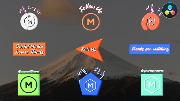 Cartoon Social Media Lower Thirds for DaVinci Resolve, DaVinci Resolve ...